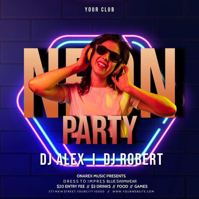 Copy of Neon Party Design Template | PosterMyWall
