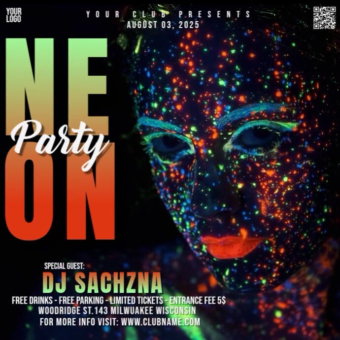 Neon Party Template | PosterMyWall