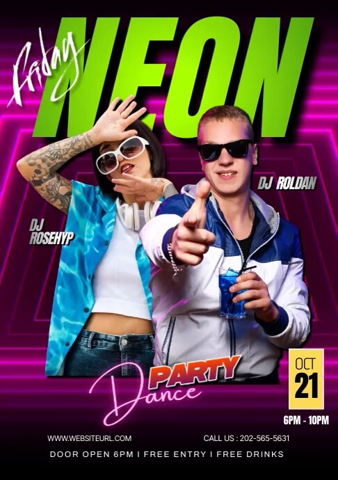 Neon Party Template | PosterMyWall