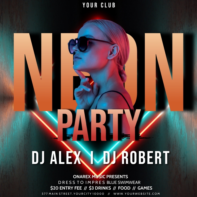 Plantilla de Neon Party Design Template | PosterMyWall