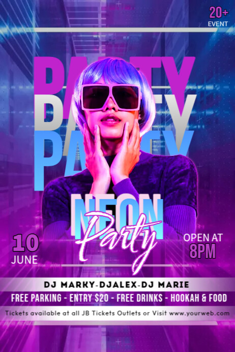 Neon Party Template | PosterMyWall