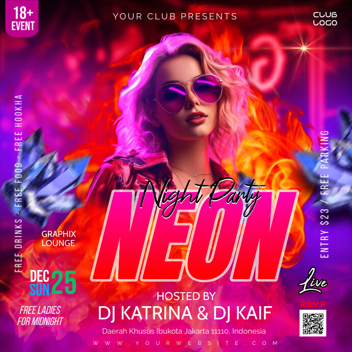 Plantilla de Neon party | PosterMyWall