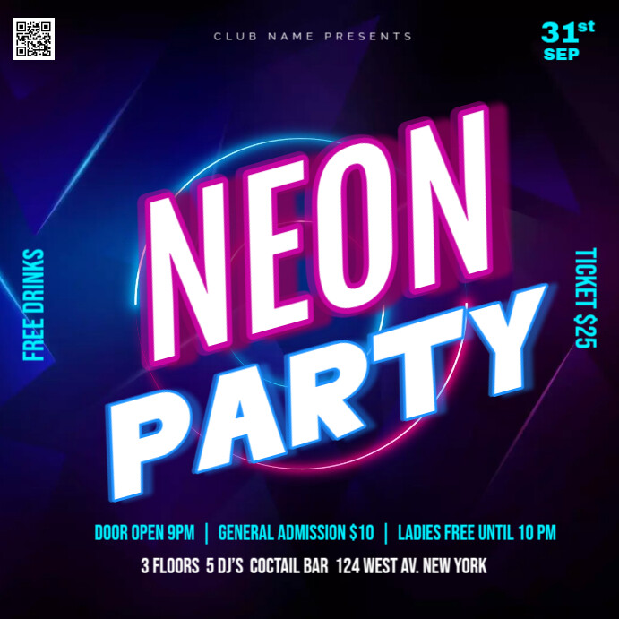 Copy of Neon Party Event | PosterMyWall