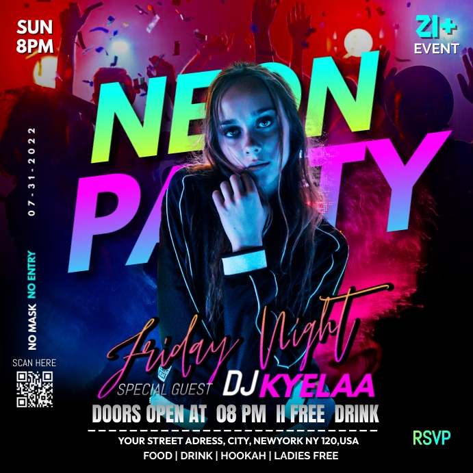 Neon Party Flyers Template | PosterMyWall