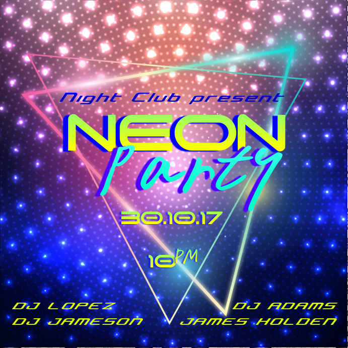 Neon Party Instagram Post Template | PosterMyWall