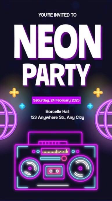 Neon Party Invitation Template | PosterMyWall