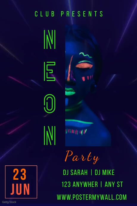 neon party invite Template | PosterMyWall