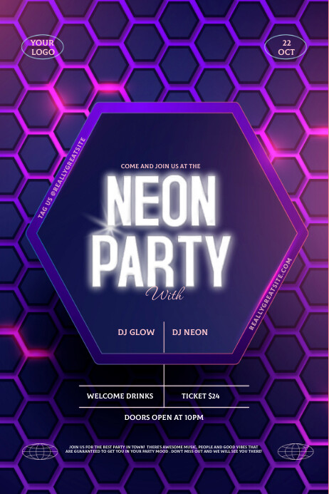 Neon Party Poster Template | PosterMyWall