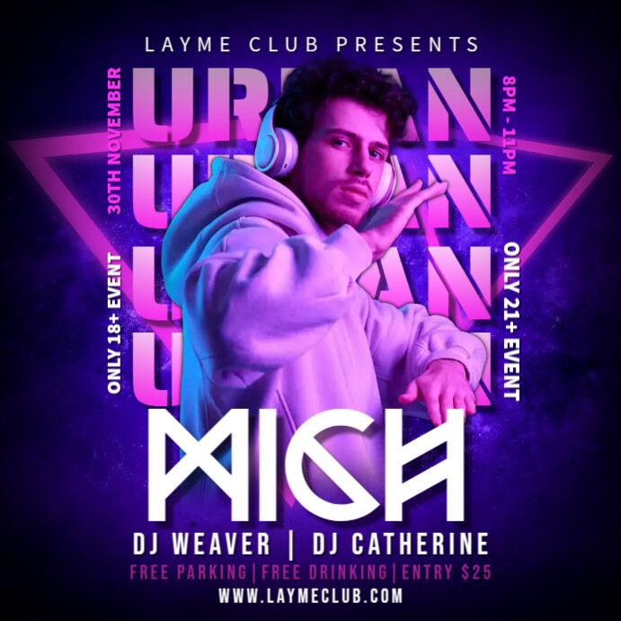 Neon Party Square Ads Template | PosterMyWall