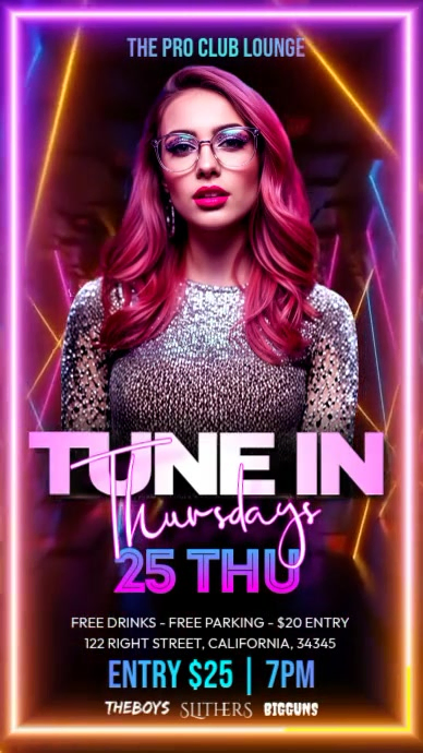 Neon Party Thursday Reel Template | PosterMyWall
