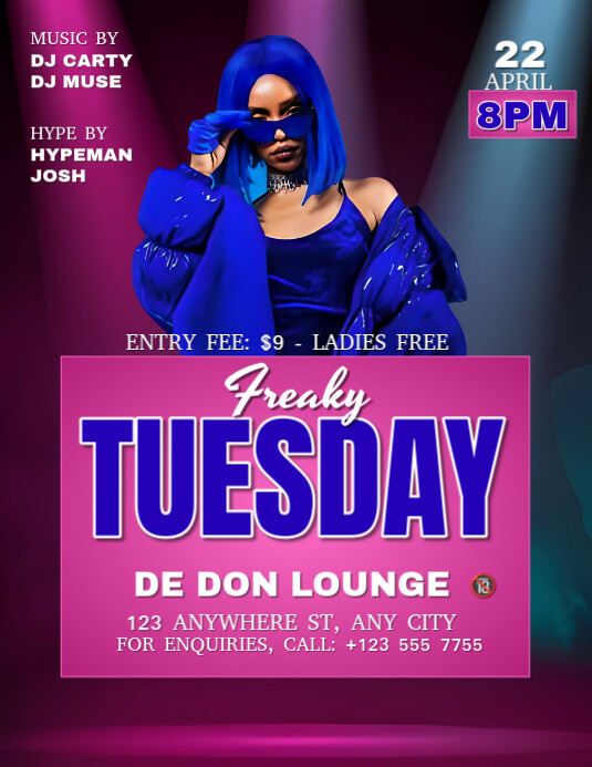 Copy of Neon Pink Background Gradient Freaky Tuesday Flyer (us Letter ...