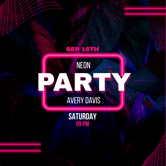 Neon Pink Neon Party Invitation Template | PosterMyWall