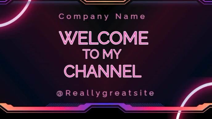 Plantilla de Neon Pink welcome to my channel Digital Display (16:9 ...