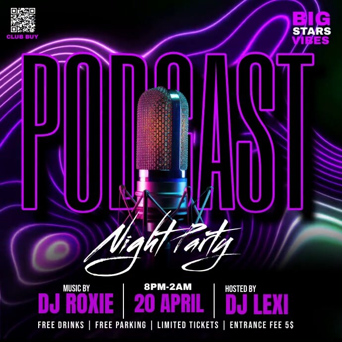 Copy of Neon Podcast Template | PosterMyWall