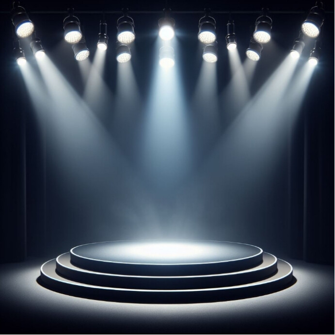Neon podium light stage background Template | PosterMyWall