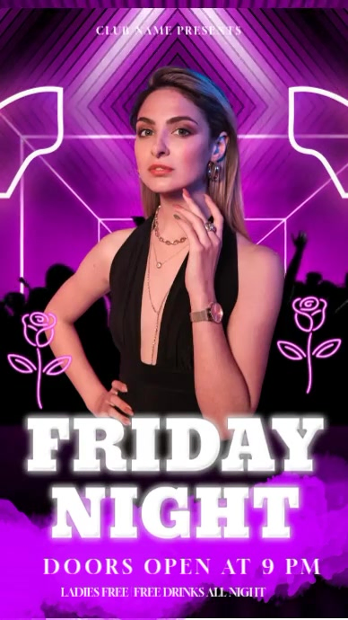 Neon Pulse Friday Night Template | PosterMyWall