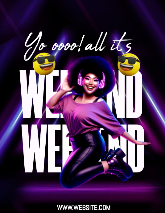 Copy of Neon purple Joyful Weekend Vibes Announcement | PosterMyWall