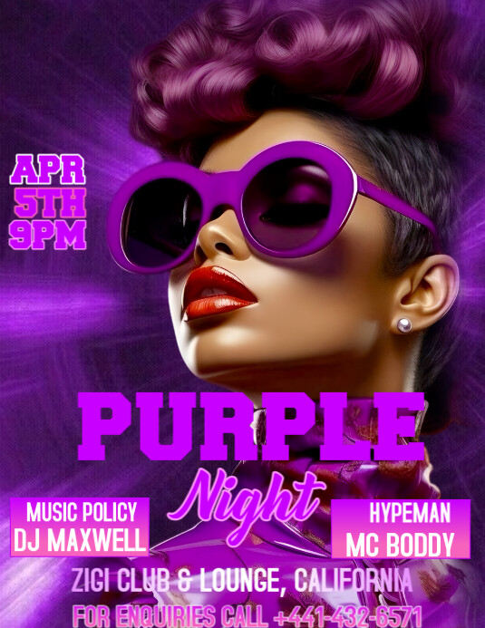 Neon Purple Night Party Flyer (us Letter) Template | PosterMyWall