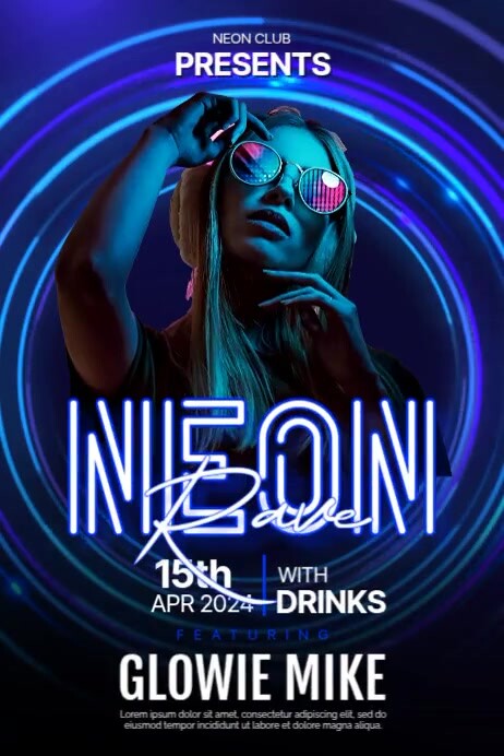 Plantilla de Neon Rave | PosterMyWall