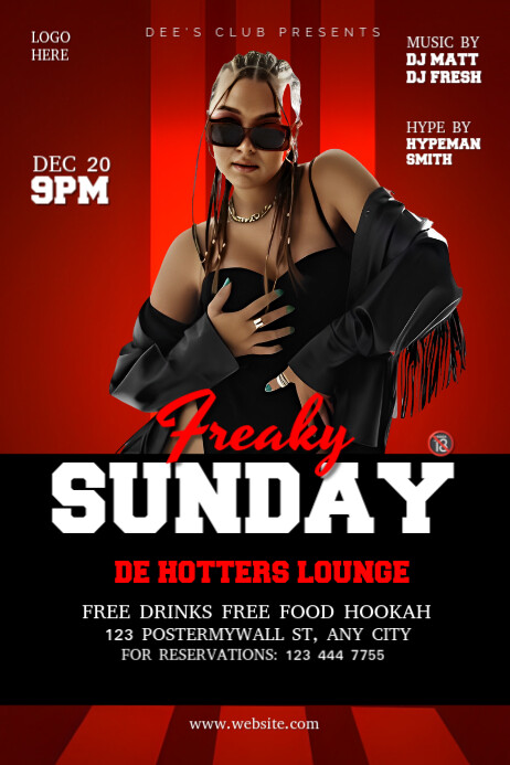 Copy of Neon Red Background Gradient Freaky Sunday Poster | PosterMyWall