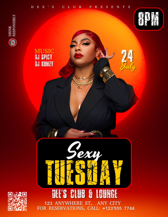 Copy of Neon Red Background Gradient Sexy Tuesday Party Flyer (us ...