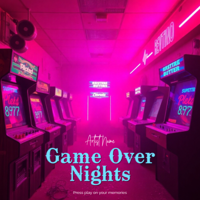 Neon Retro Arcade Album Template | PosterMyWall