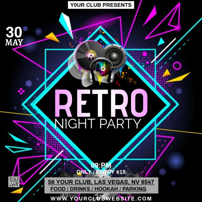 Copy of Neon Retro Party Instagram Post | PosterMyWall