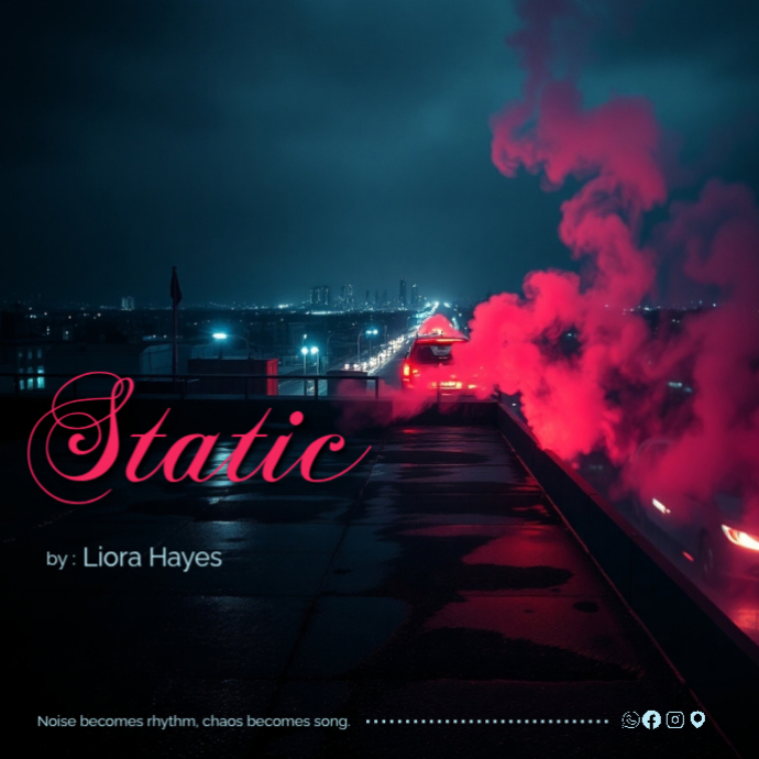 Neon Rooftop Cinematic Smoke Background – Hip-Hop Album Cover Template ...