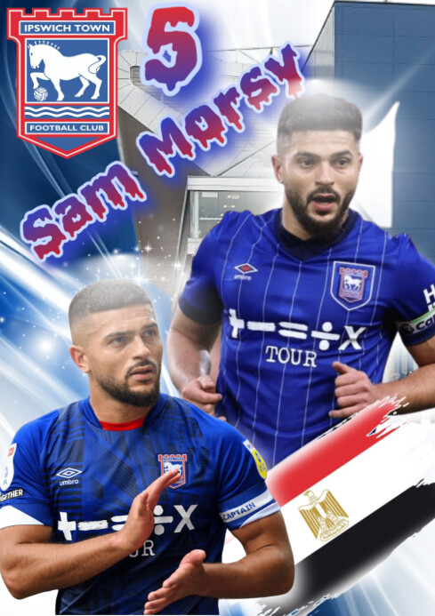 Plantilla de Neon Sam Morsy Ipswich Football Player A4 | PosterMyWall