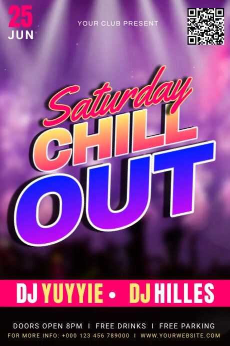 Neon Saturday Chill Out Party Poster Template | PosterMyWall