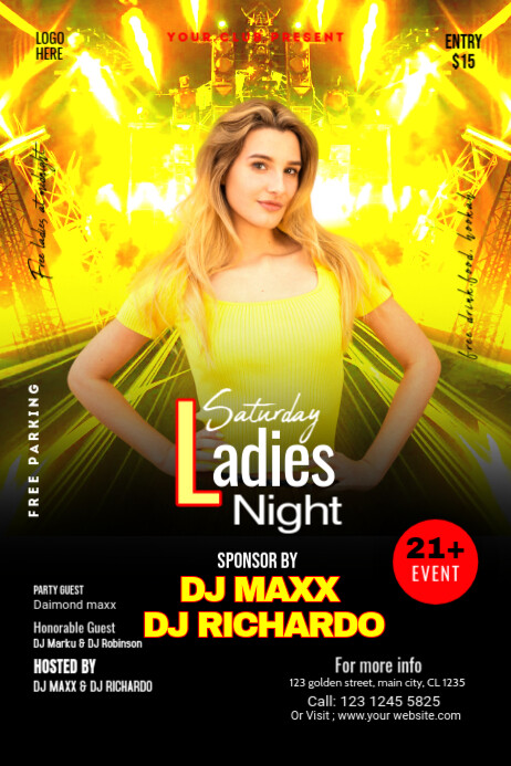 Copy of Neon Saturday ladies night party poster/Flyer | PosterMyWall