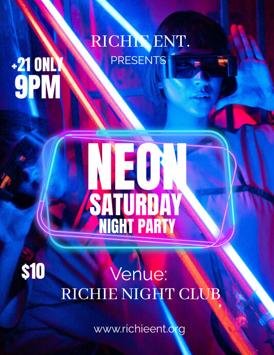 Neon Saturday night party Template | PosterMyWall