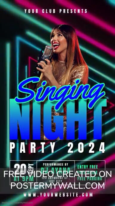 Neon Singing Night Party Instagram Story Template | PosterMyWall