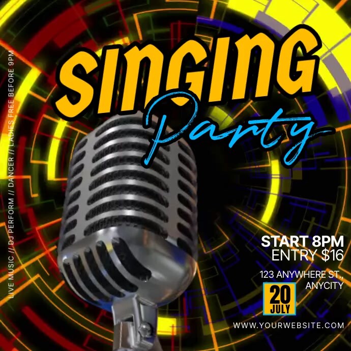 Neon Singing Party Pos Instagram Template | PosterMyWall