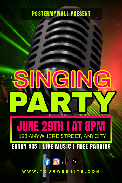 Neon Singing Party Poster Template | PosterMyWall