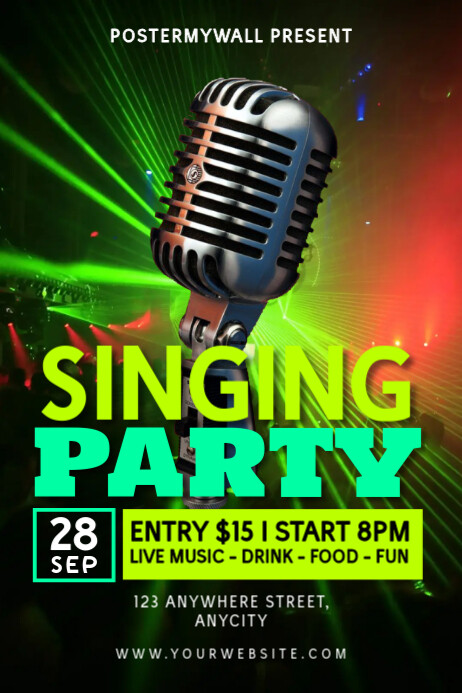Neon Singing Party Poster Template | PosterMyWall