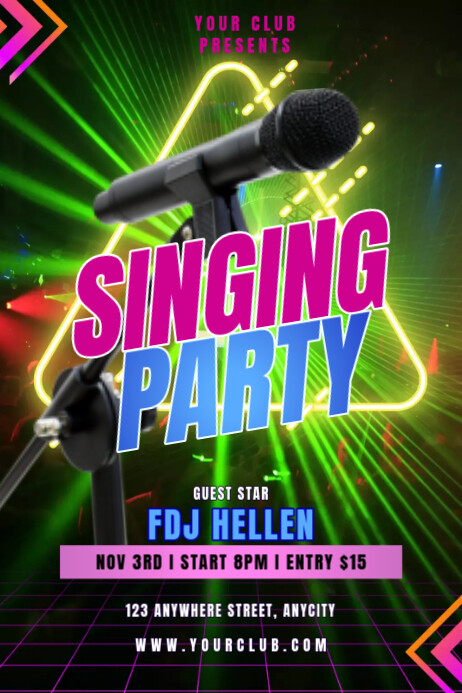 Neon Singing Party Poster Template | PosterMyWall