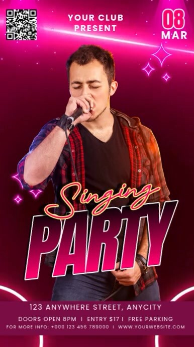 Neon Singing Party Reel Instagram Template | PosterMyWall