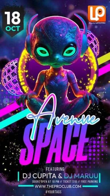 Neon Space Night Party Template | PosterMyWall