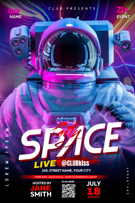 Neon Space Party Poster Template | PosterMyWall