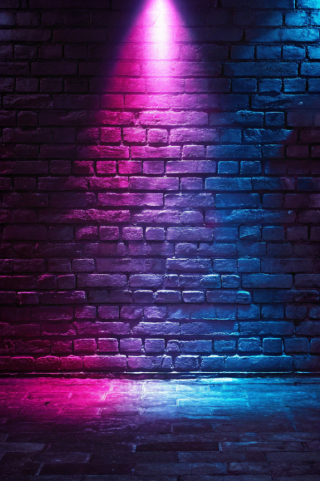 Neon Spotlight On Brick Wall Poster Template | PosterMyWall