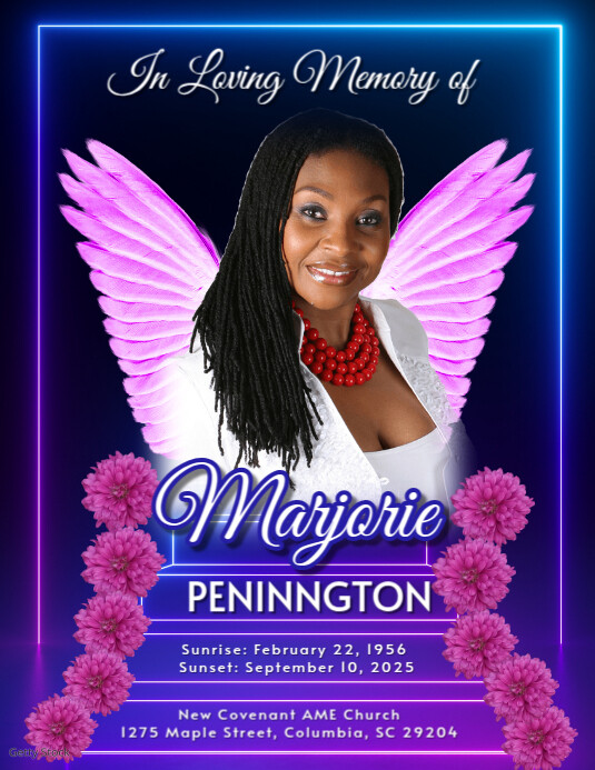 Neon Stairs Floral Funeral Flyer Memorial Flyer Template | PosterMyWall