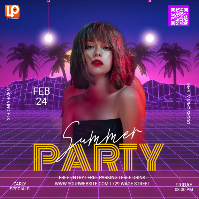 Neon Summer Party Template | PosterMyWall