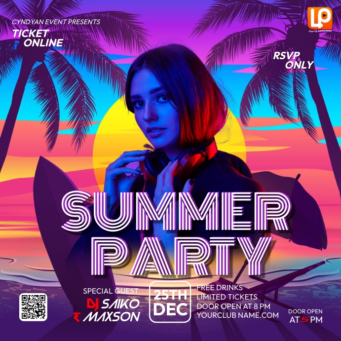 Modèle Neon Summer Party | PosterMyWall