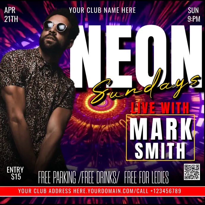 NEON SUNDAY Templat | PosterMyWall