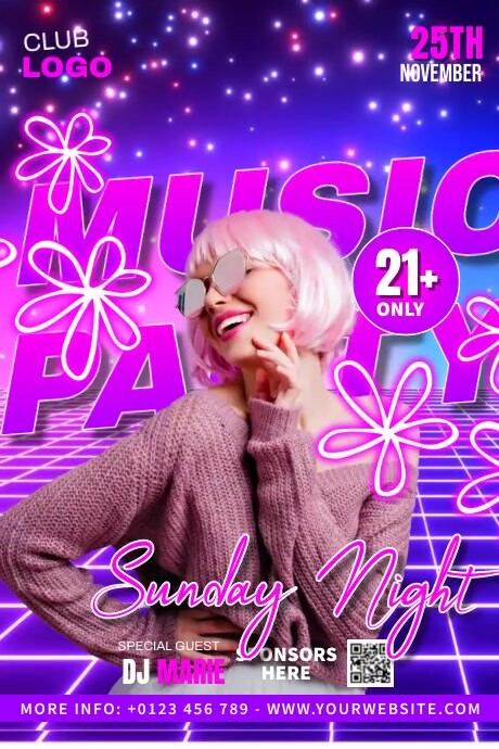 Copy of Neon Sunday Night Poster | PosterMyWall