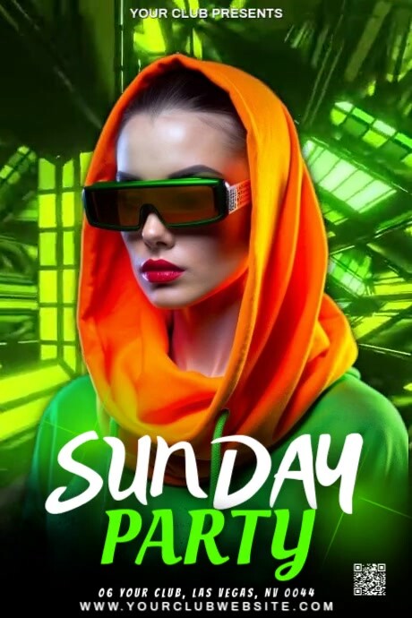 Neon Sunday Party Poster Template | PosterMyWall
