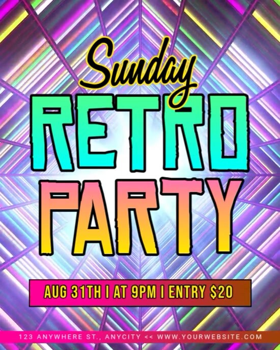Neon Sunday Retro Party Instagram Portrait Template | PosterMyWall