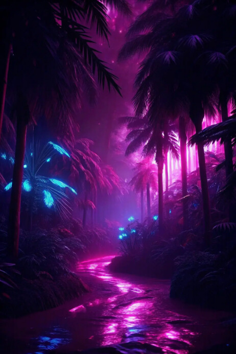 Neon Surreal Tropical Landscape Template | PosterMyWall