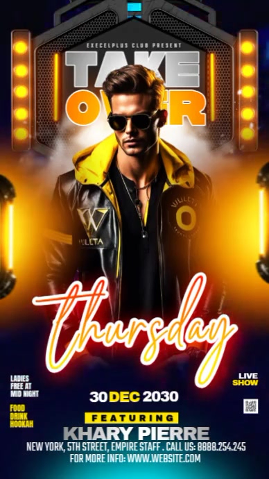 Neon Take Over Thursday Party Instagram Reel Template | PosterMyWall